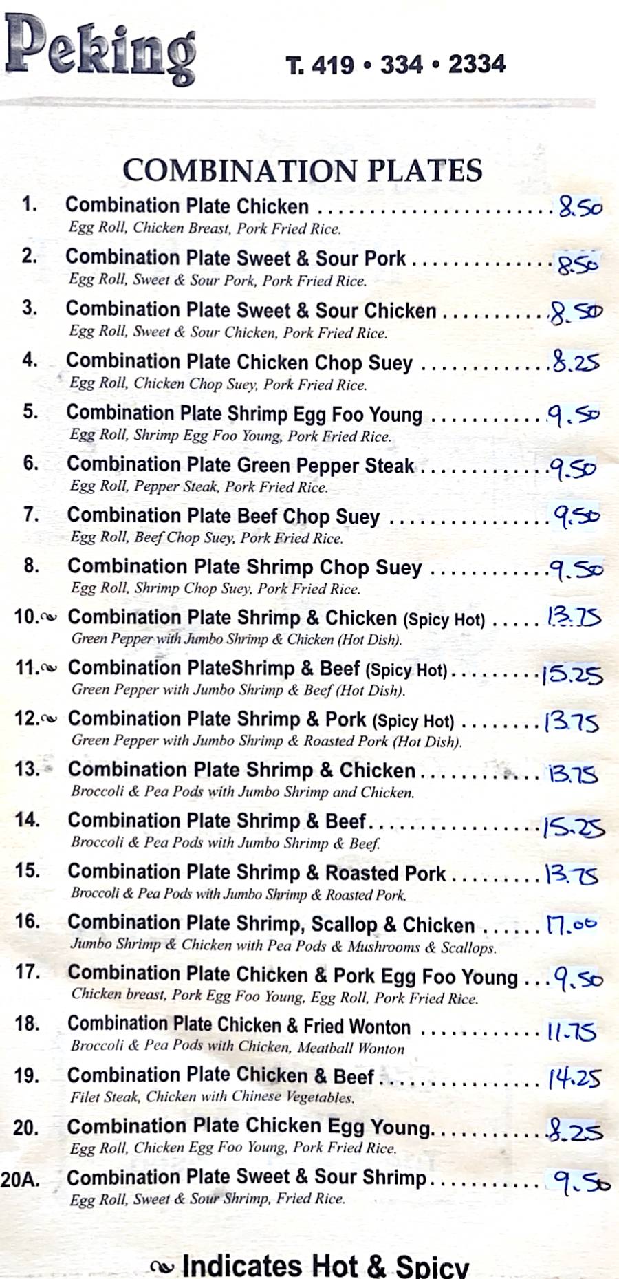 Menu at Peking Restaurant, Fremont