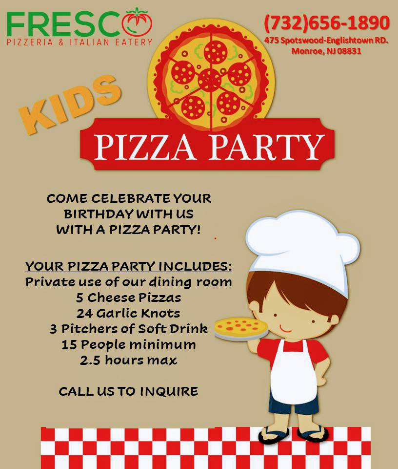 Menu at Fresco Pizzeria & Italian Eatery, Monroe Township