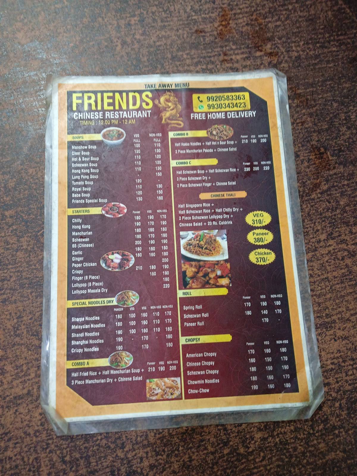 Menu at Friends Chinese Corner, Thane, Shop 2 Audumber Society