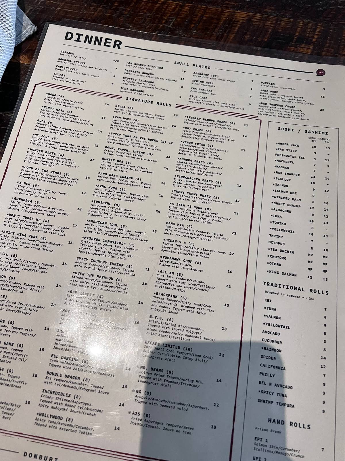 Menu at Fudo restaurant, Chamblee, 5070 Peachtree Blvd A-100
