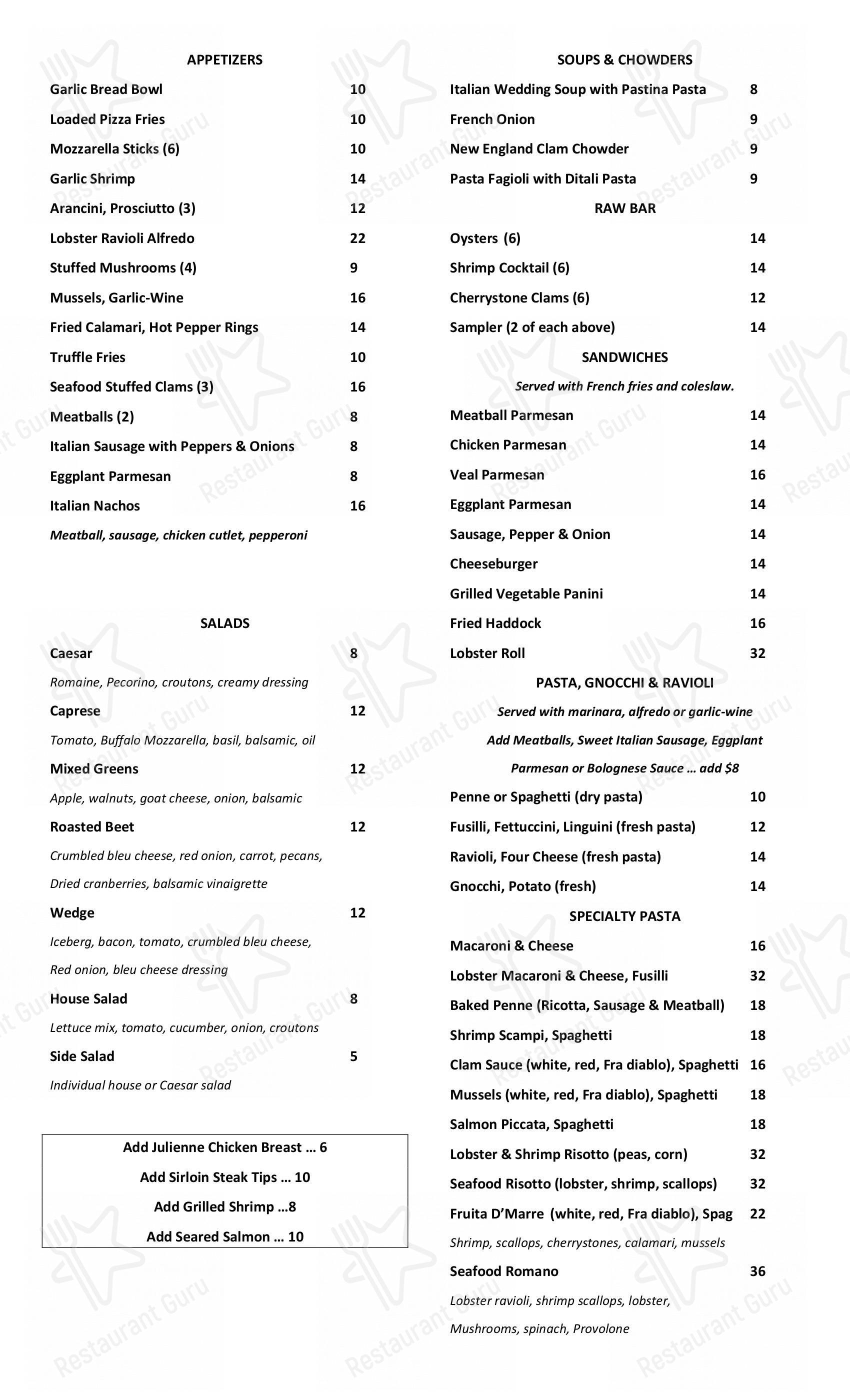 Menu at Fusilli's Cucina restaurant, Reading
