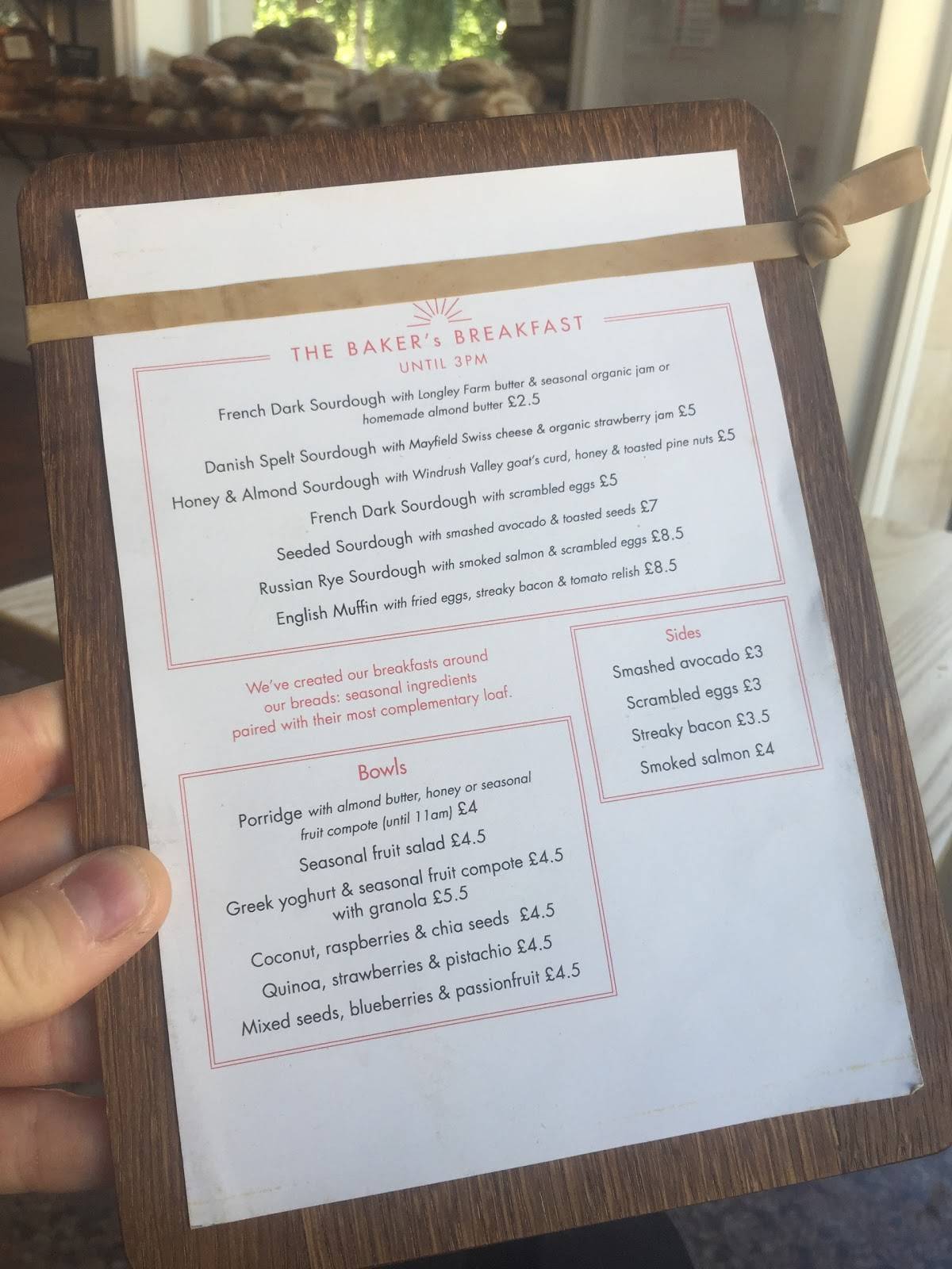 Menu at GAIL's Bakery Wanstead, London, 55-57 High St.