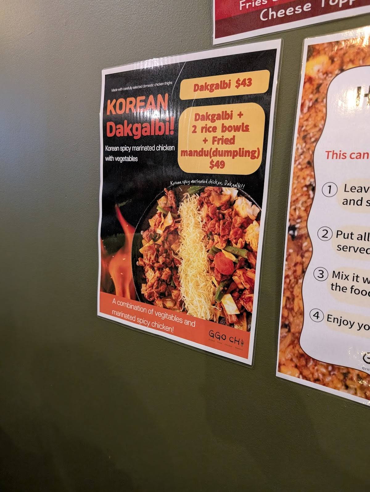 Menu at GGO CHi (Korean fried chicken & grilled chicken skewers ...