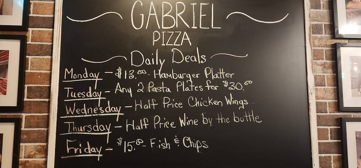 Menu at Gabriel Pizza pizzeria, Antigonish