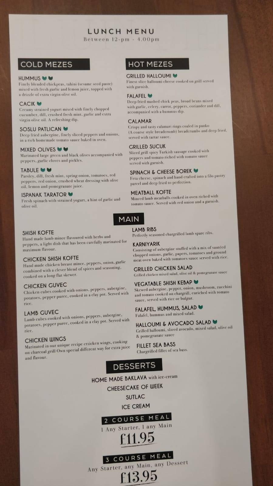 Menu at Galata Mezze Restaurant & Bar, Rainham