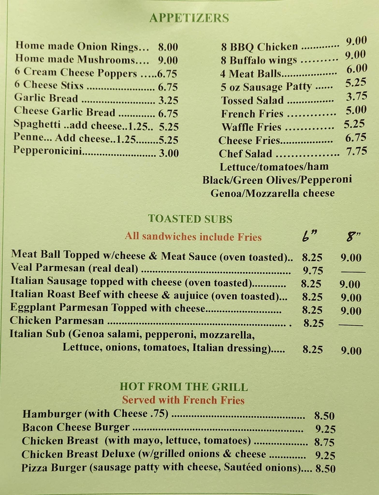 Menu at Galati's Family Restaurant, Sebring