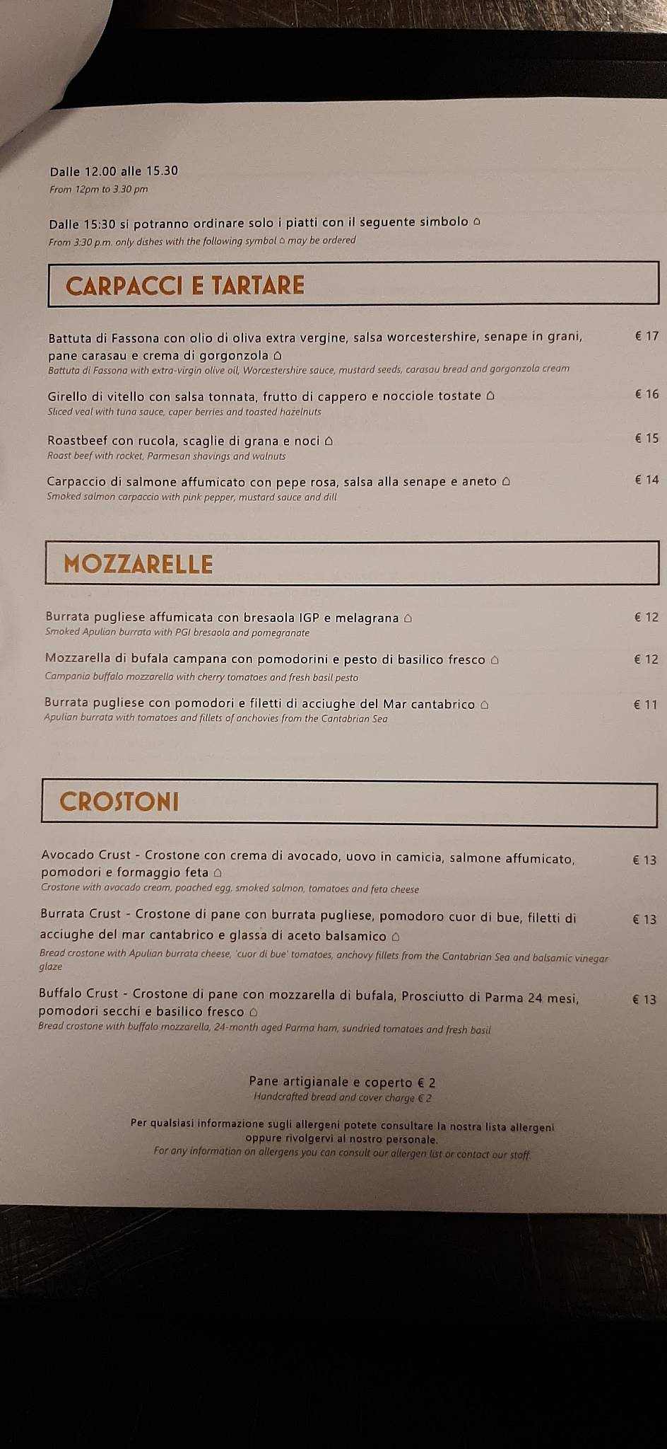 Menu da Galbusera Tre Marie Bistrot - Caffetteria - Store San Babila ...