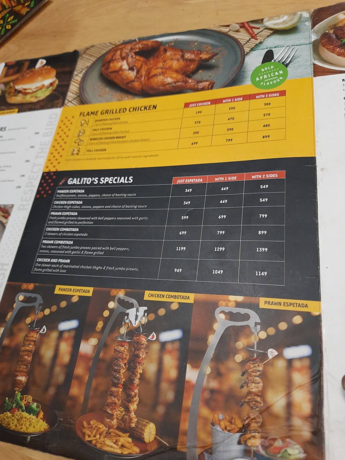 Menu at Galito's, Chennai, Forum Vijaya Mall