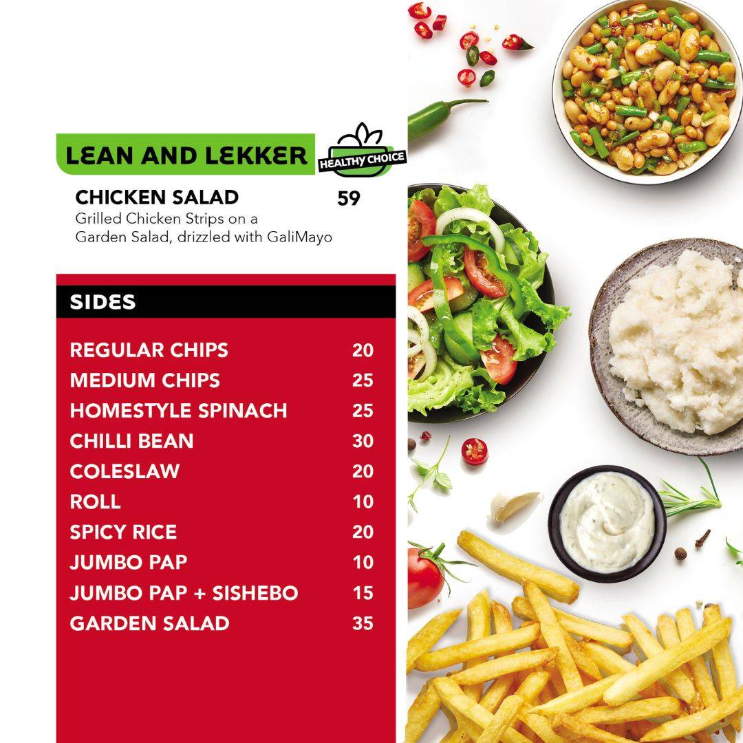 Menu at Galito's Mahwelereng restaurant, Mokopane, Dudu Madisha Dr