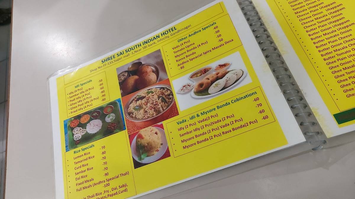 Menu at Shree Sai South indian Hotel (Andhra Mess), Gandhinagar