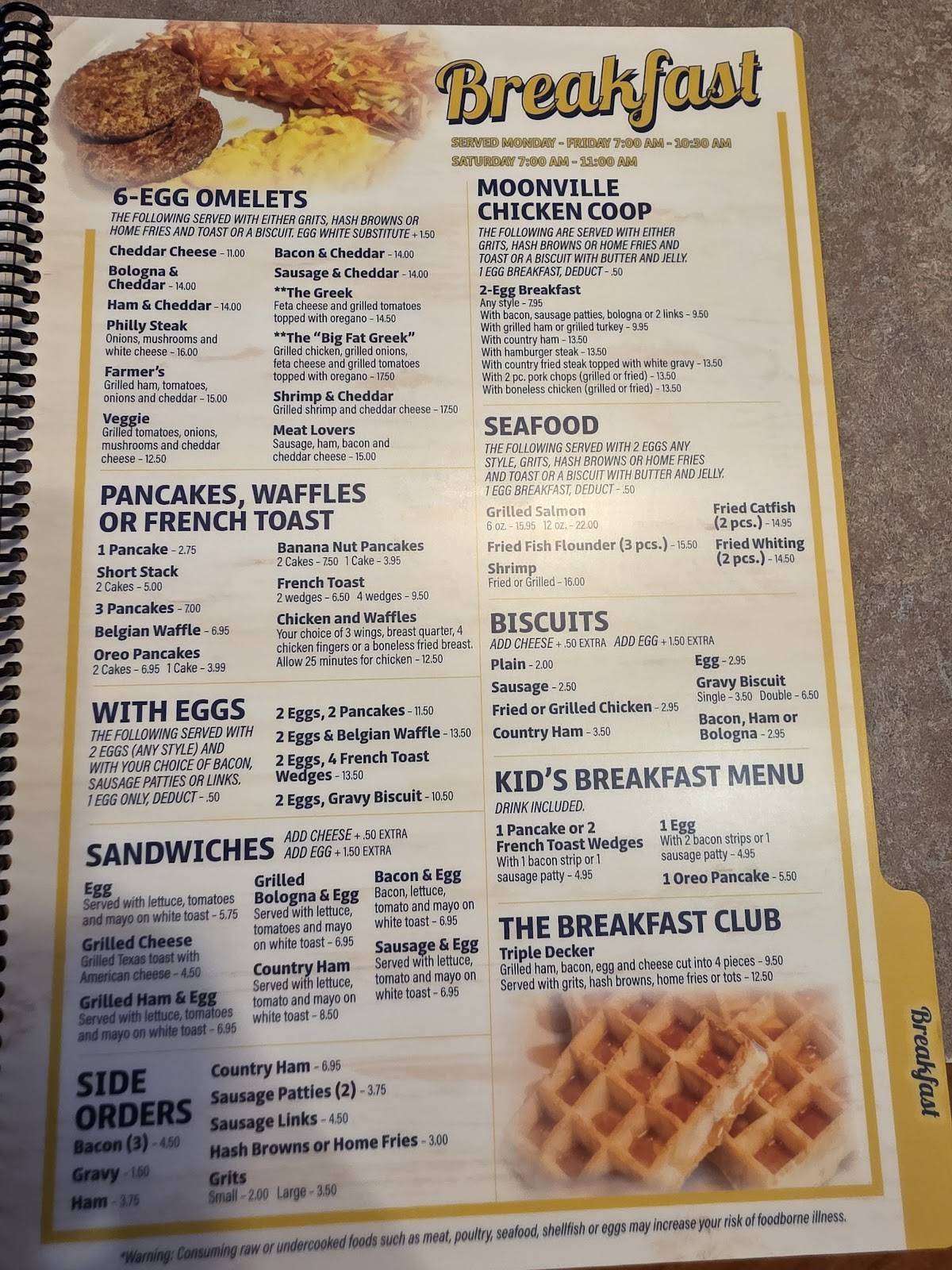 Menu at Clock Restaurant - Moonville, Gantt