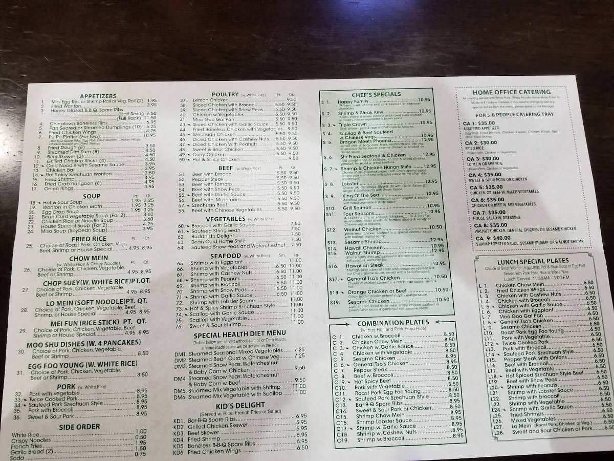 Menu at Garden Buffet restaurant, Quakertown