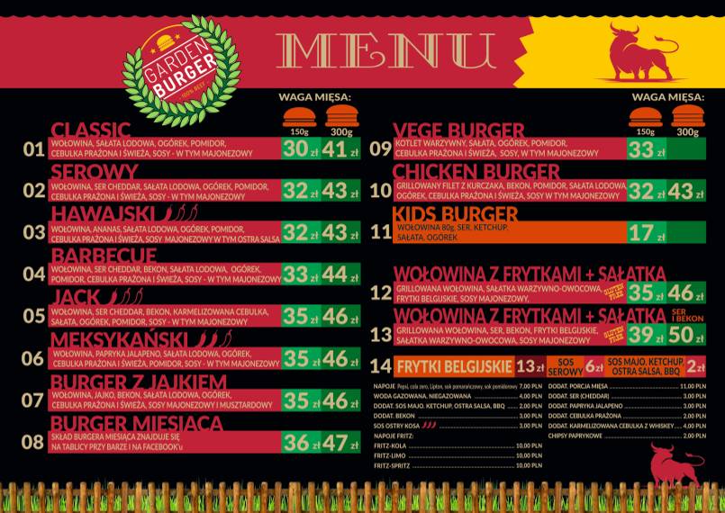 Menu at Garden Burger Trzcianka restaurant, Trzcianka