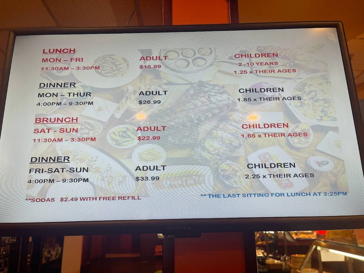 Menu at DJ's International Buffet restaurant, Garden City