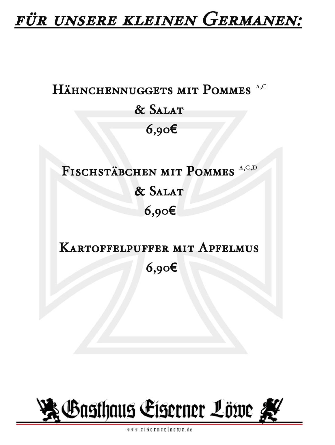 Speisekarte von Gasthaus „eiserner Löwe“ restaurant, Auengrund
