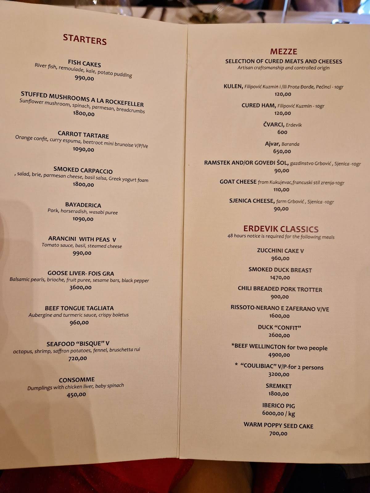 Menu at Gastro Chalet of Erdevik Winery- Vinska kuca Erdevik restaurant ...