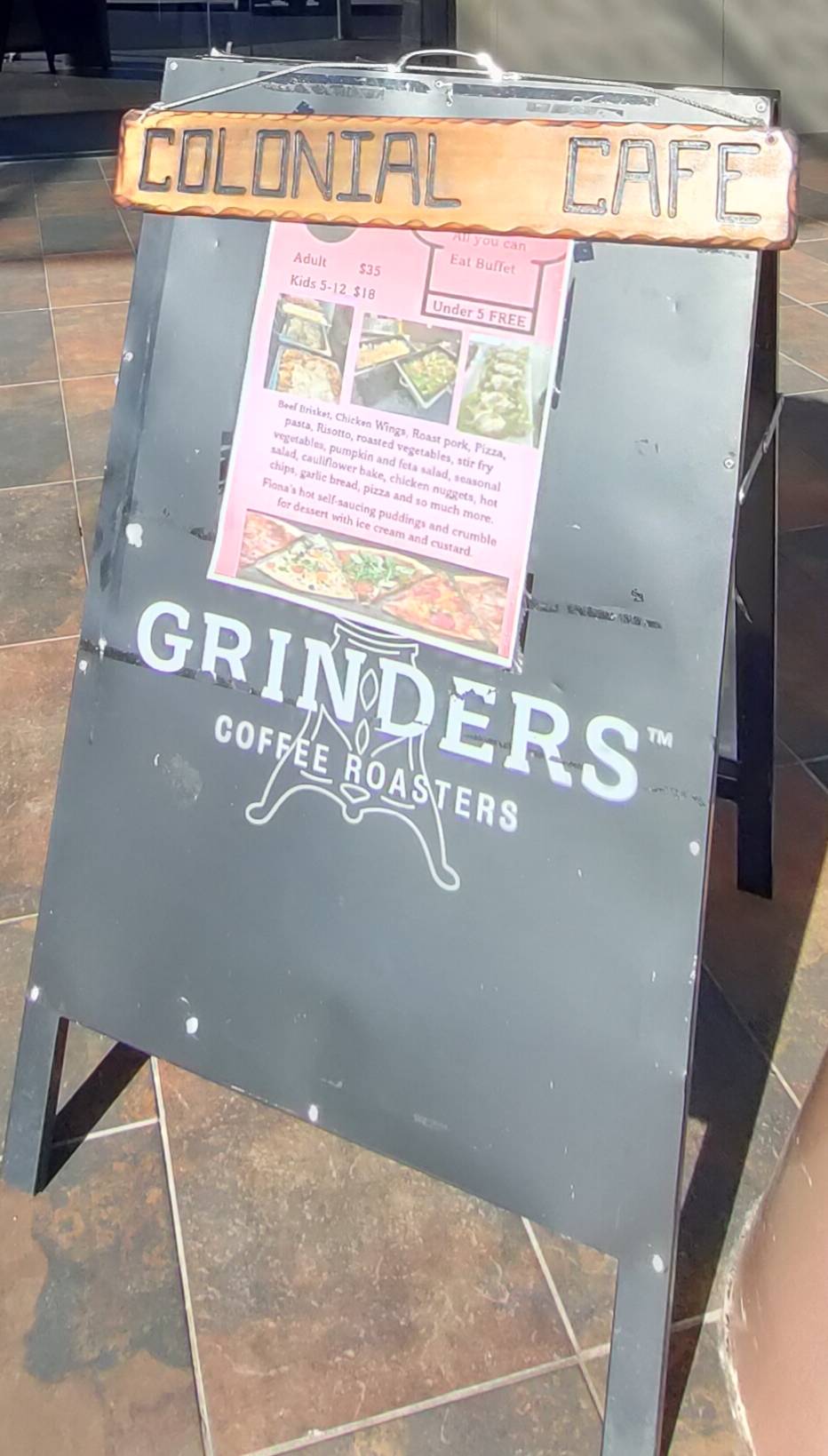 Menu at Colonial cafe, Gatton