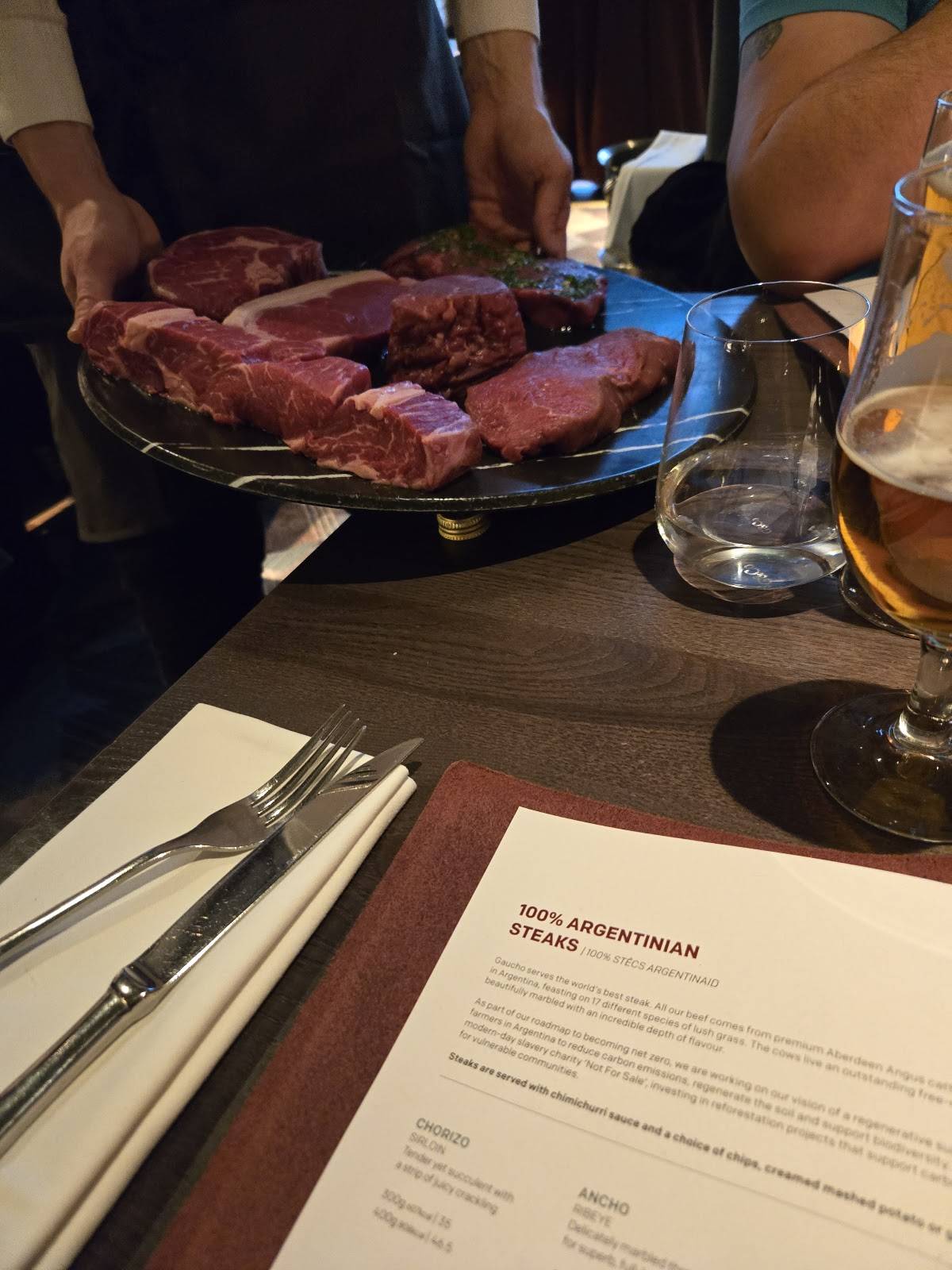 Menu at Gaucho Cardiff steakhouse, Cardiff