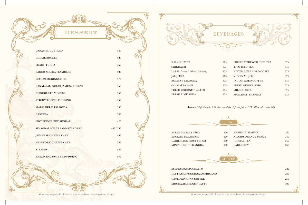 Menu at Gaylord Restaurant, Mumbai