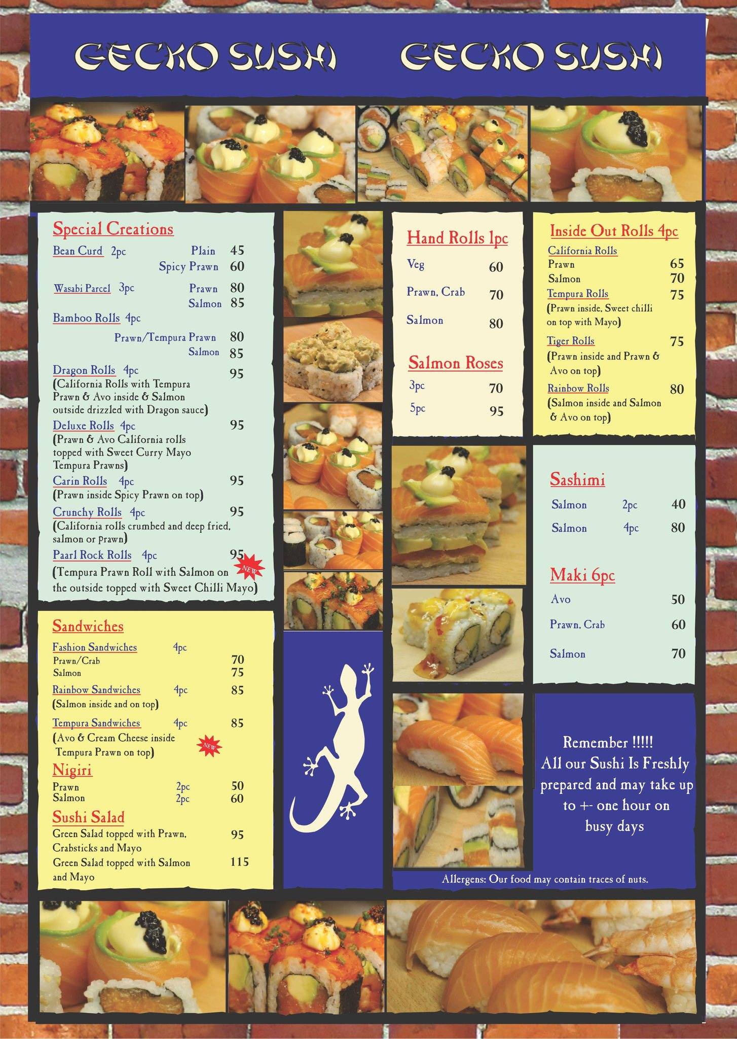 Menu at Gecko Lounge Paarl restaurant, Paarl, 25 Lady Grey St