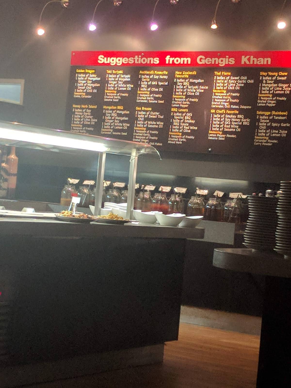 Menu at Genghis Khan restaurant, Auckland, 317 Ti Rakau Dr