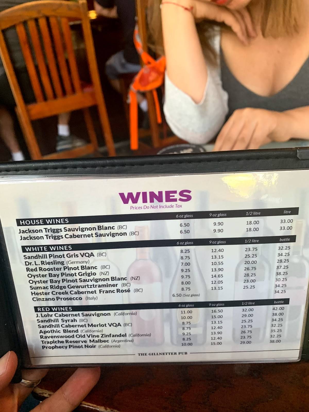 Menu at Gillnetter Pub, Port Coquitlam, Argue St