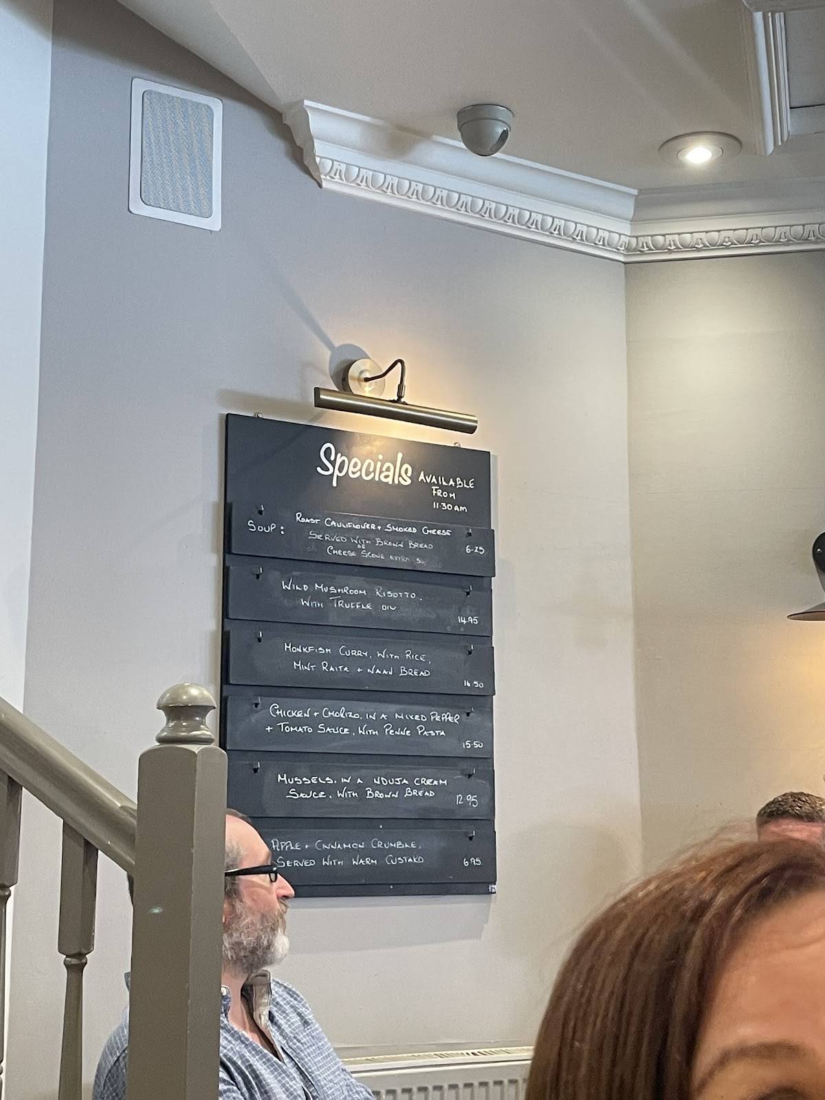 Menu at Girvans restaurant, Inverness