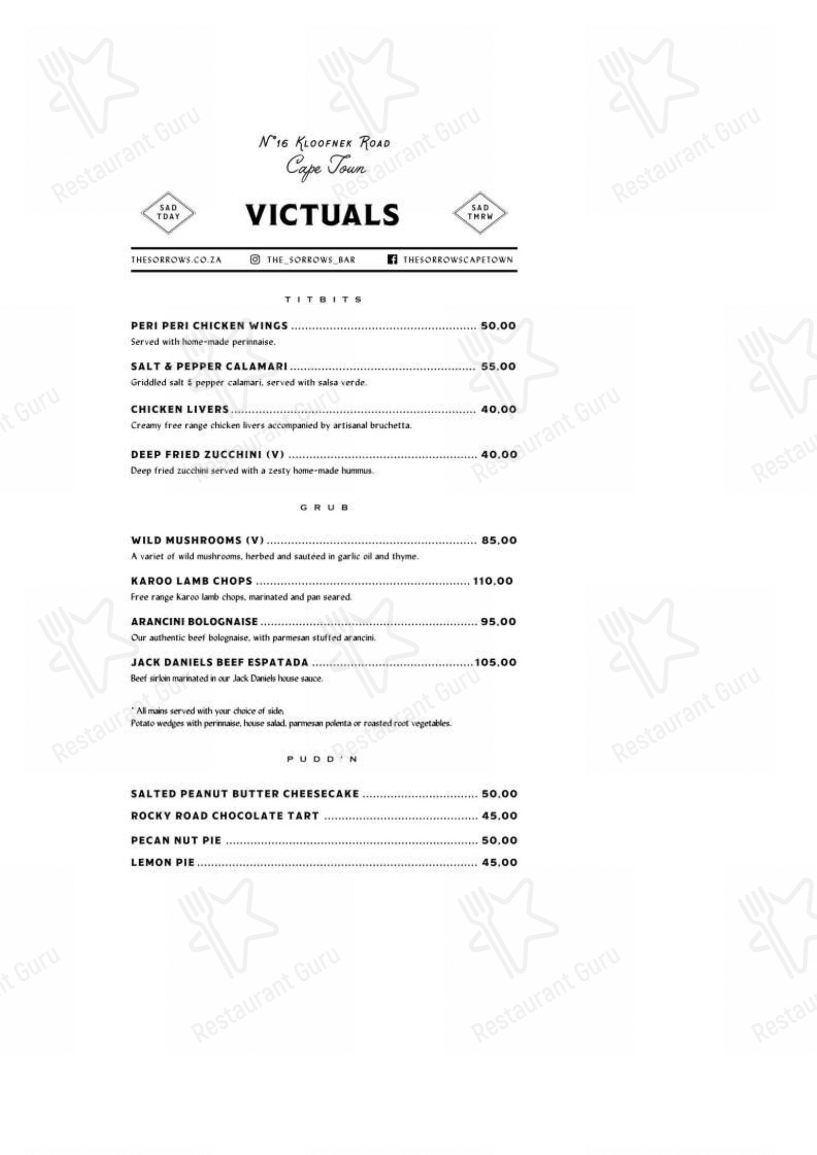 Menu at Glass Lounge restaurant, Cape Town, 2a Milner Road
