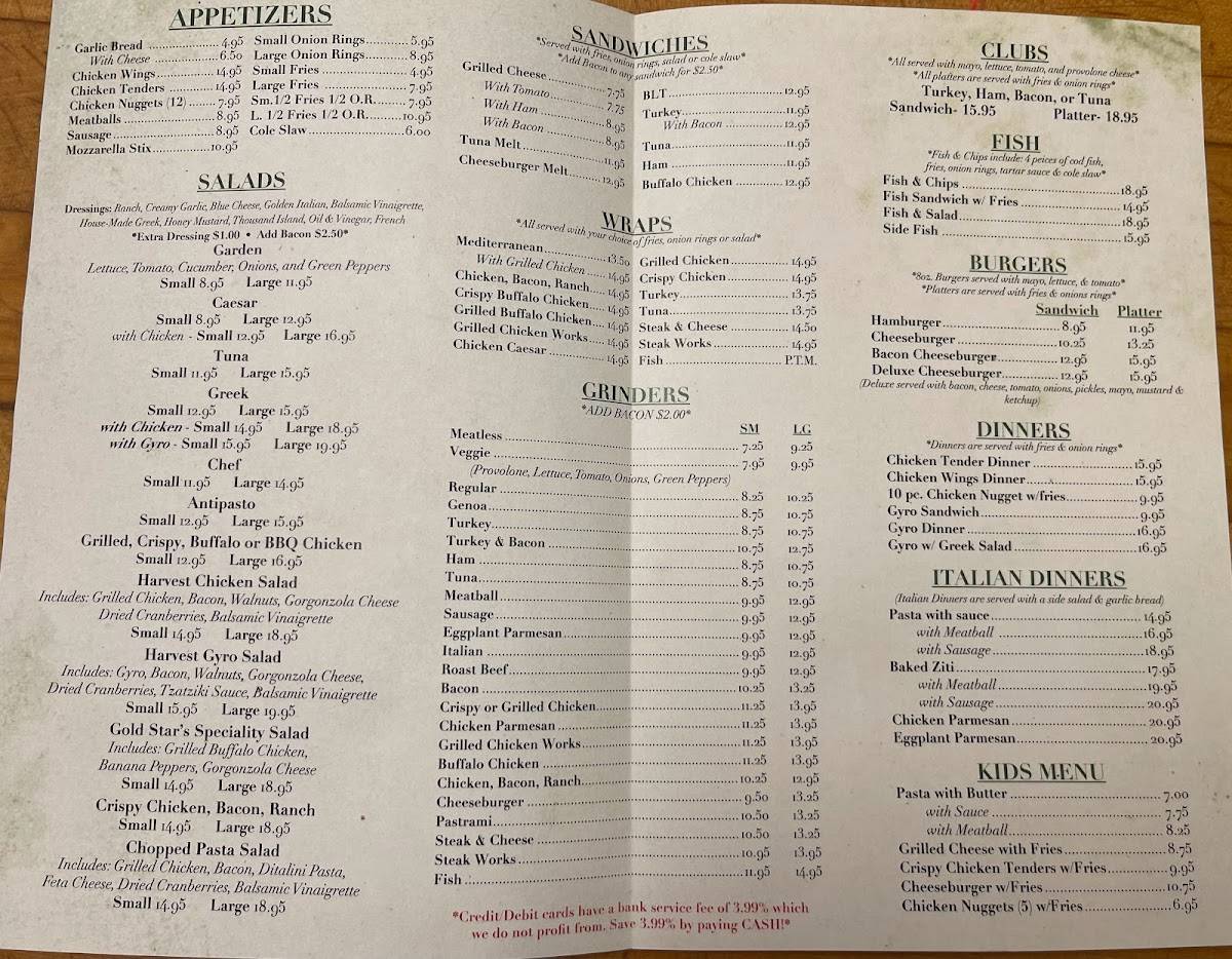 Menu at Gold Star Pizza pizzeria, Groton, 520 Gold Star Hwy