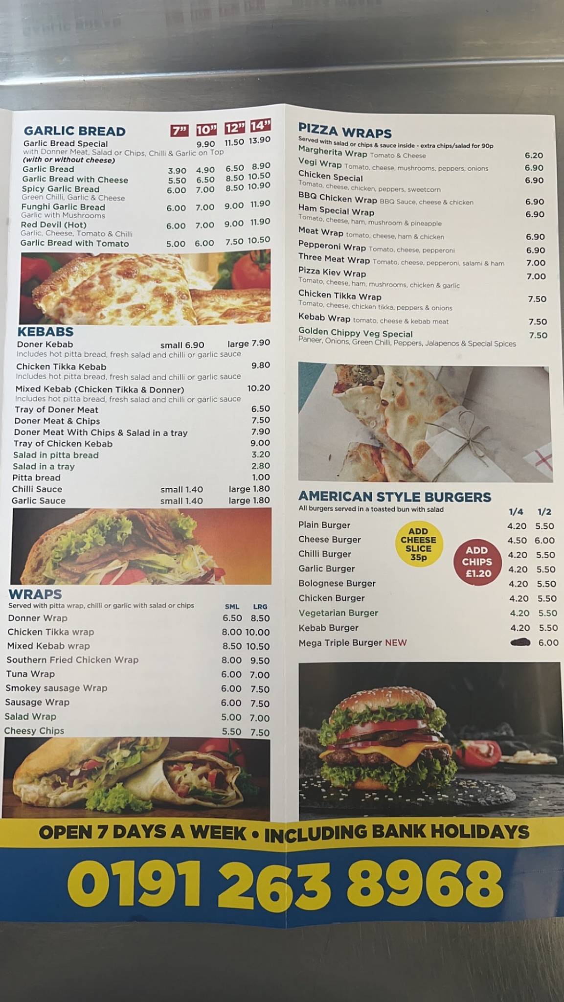 Menu at Golden Chippy fast food, Wallsend, 18 Coast Rd
