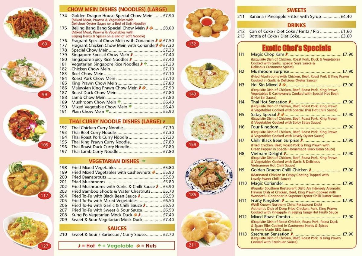 Menu at Golden Dragon fast food, Southampton, 6 High St