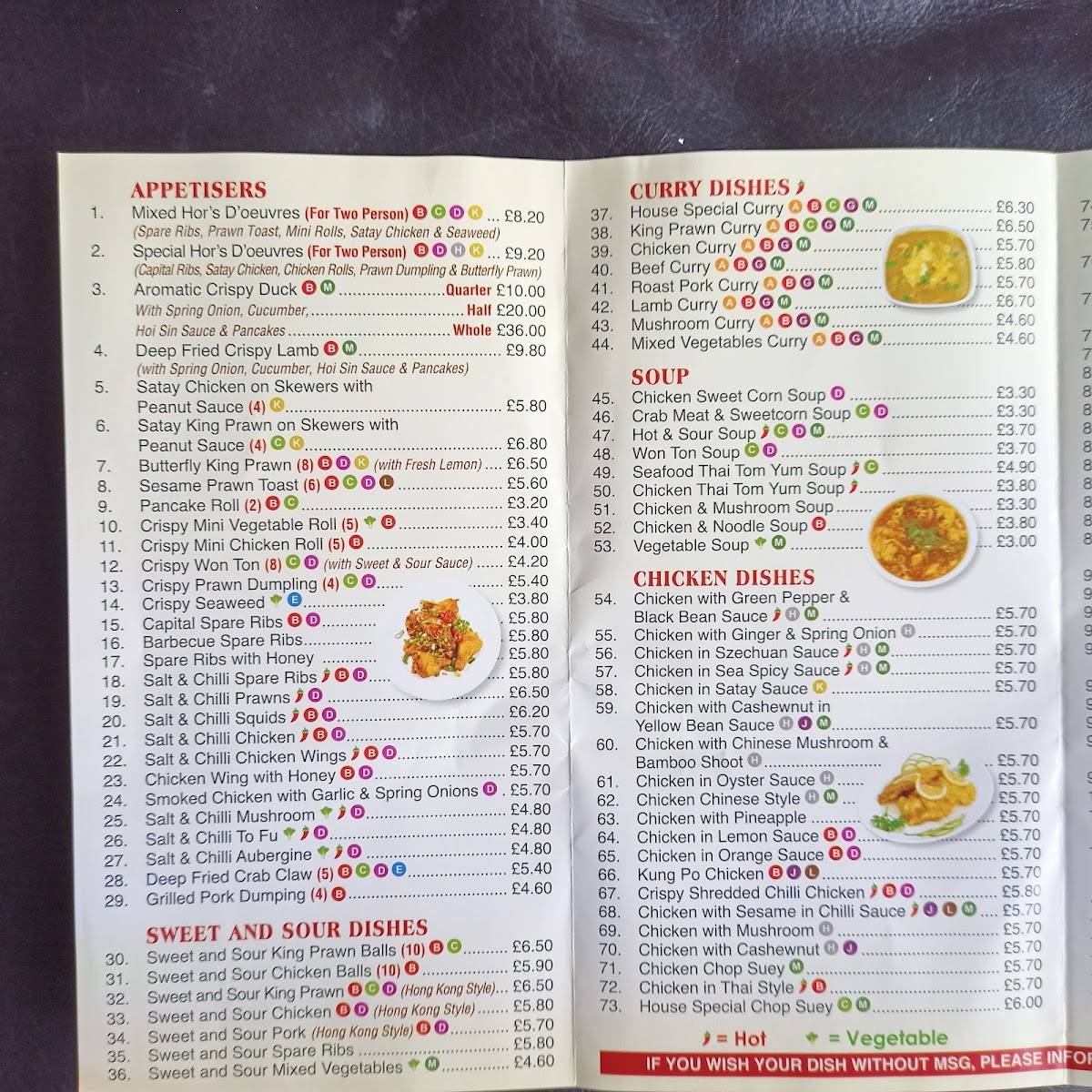 Menu at Golden Fortune restaurant, Ramsgate