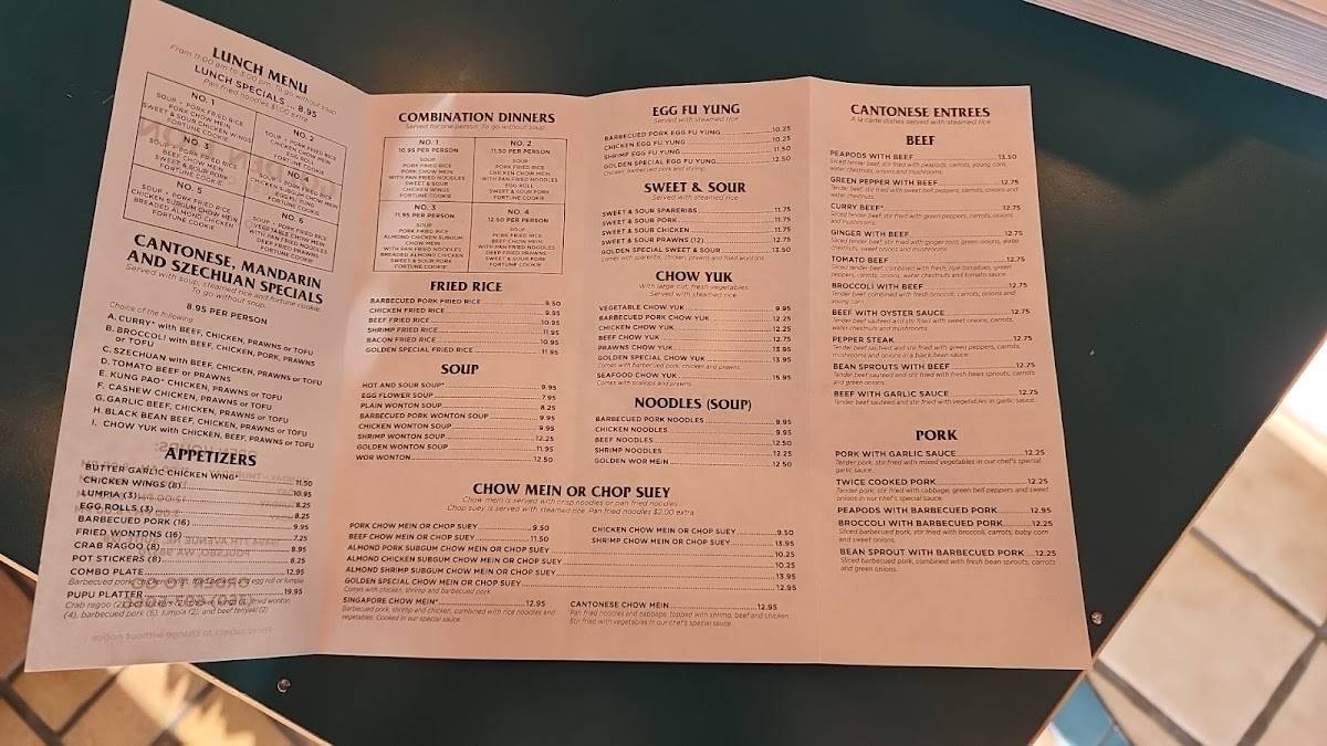 Menu at Golden Lion Chinese Restaurant, Poulsbo