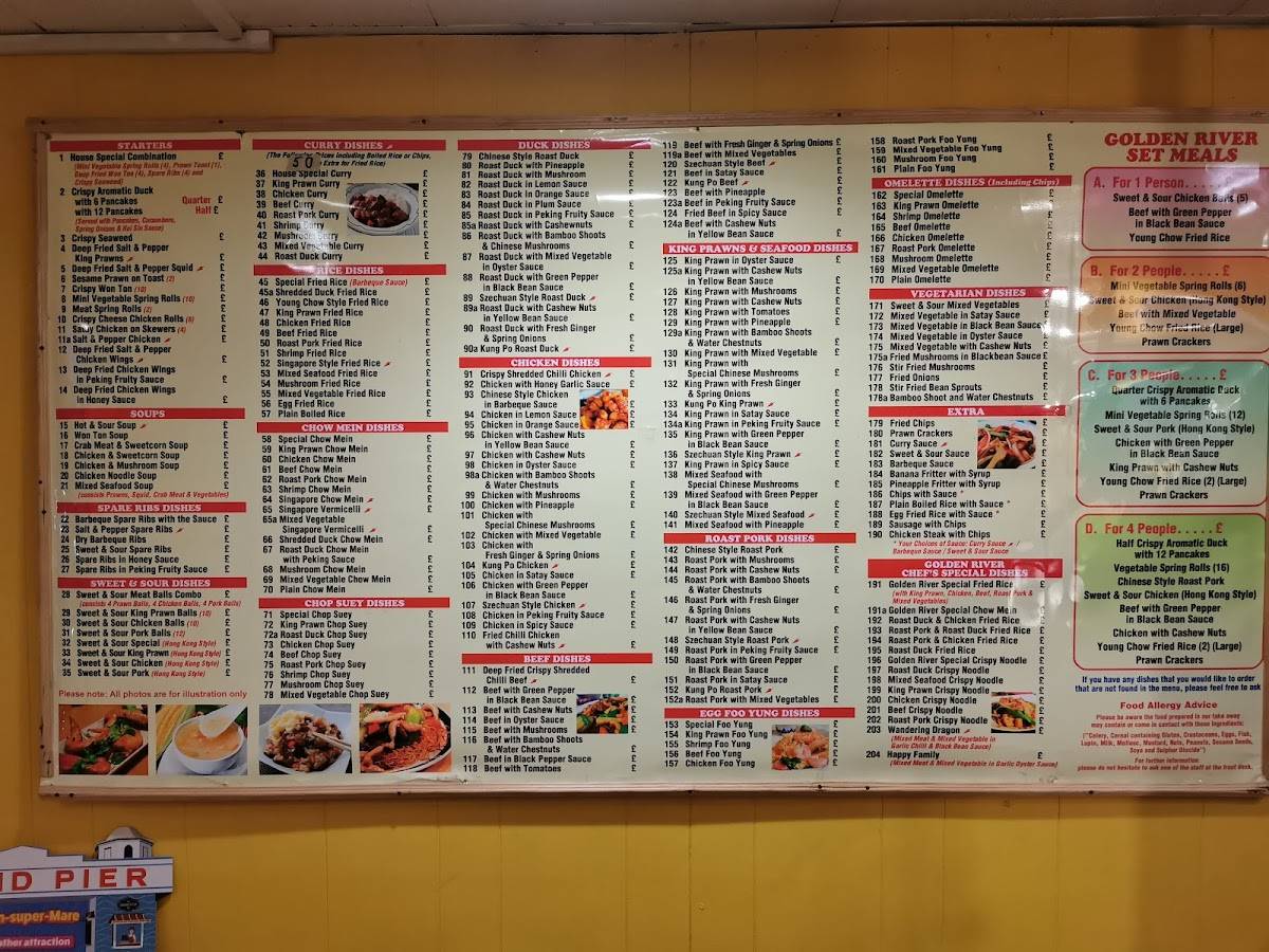 Menu at Golden River fast food, Crewkerne