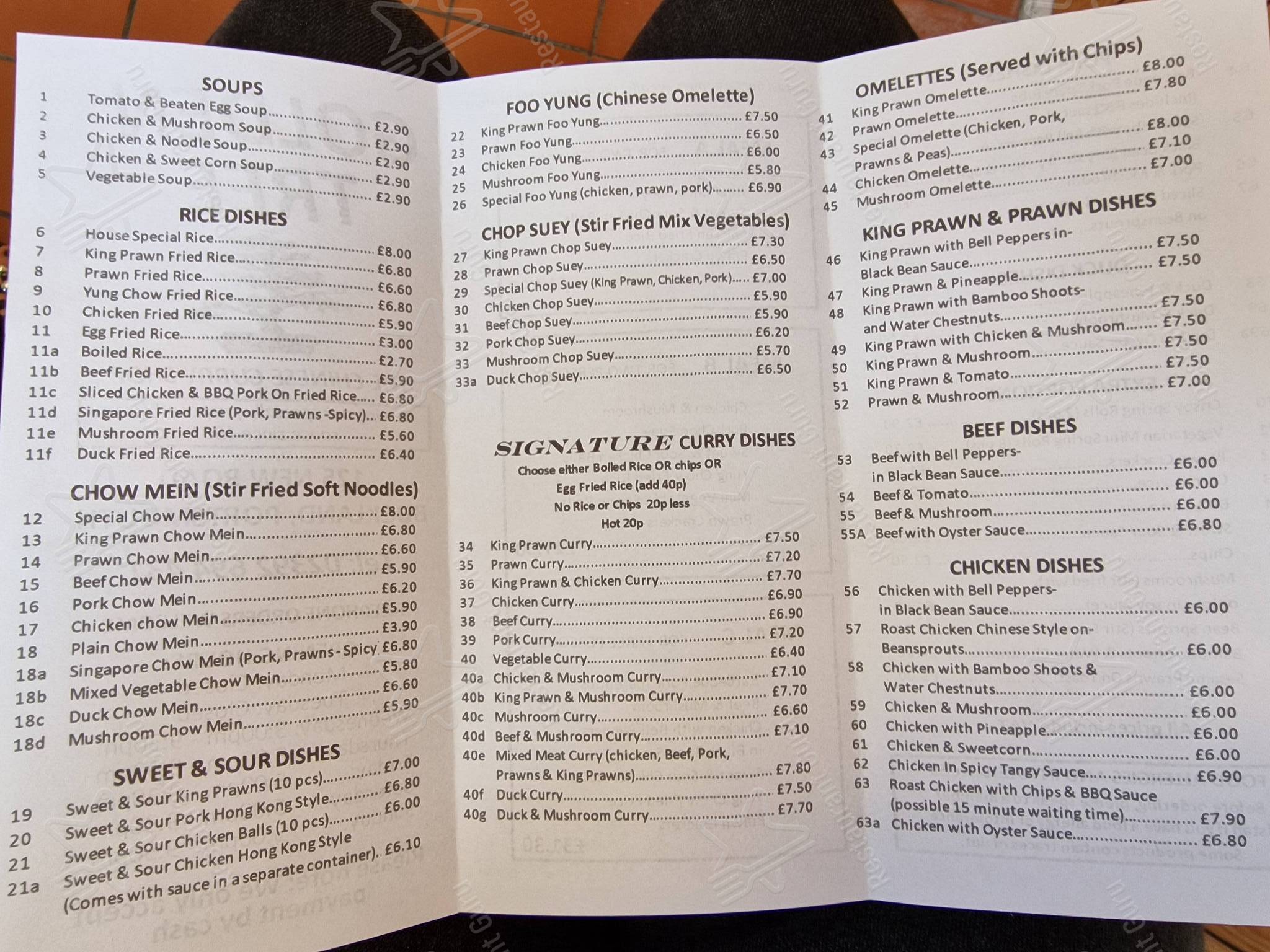 Menu at The Golden Tree fast food, Portsmouth, 125 New Rd