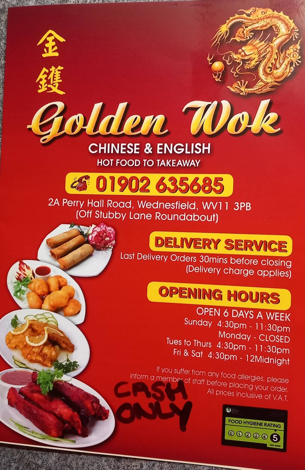 Menu at Golden Wok fast food, Wolverhampton, 2 Perry Hall Rd