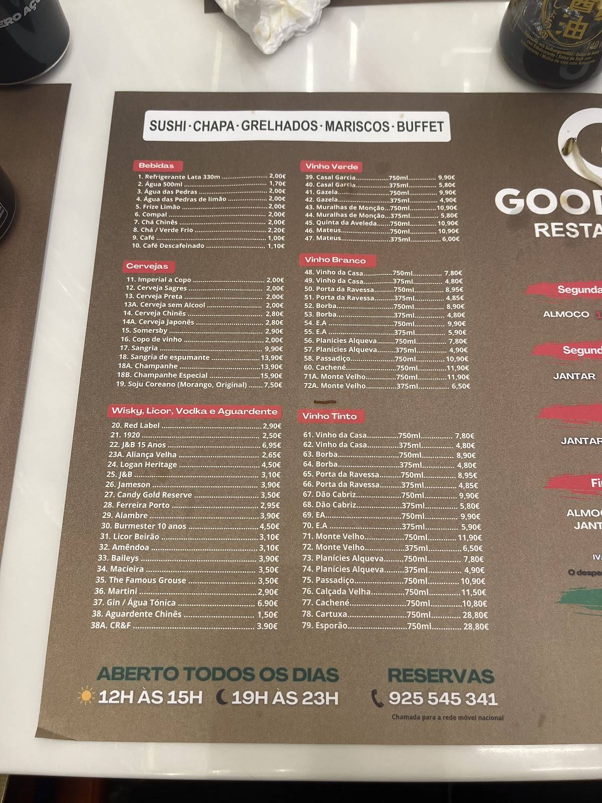 Menu at Good Wok restaurant, Amora