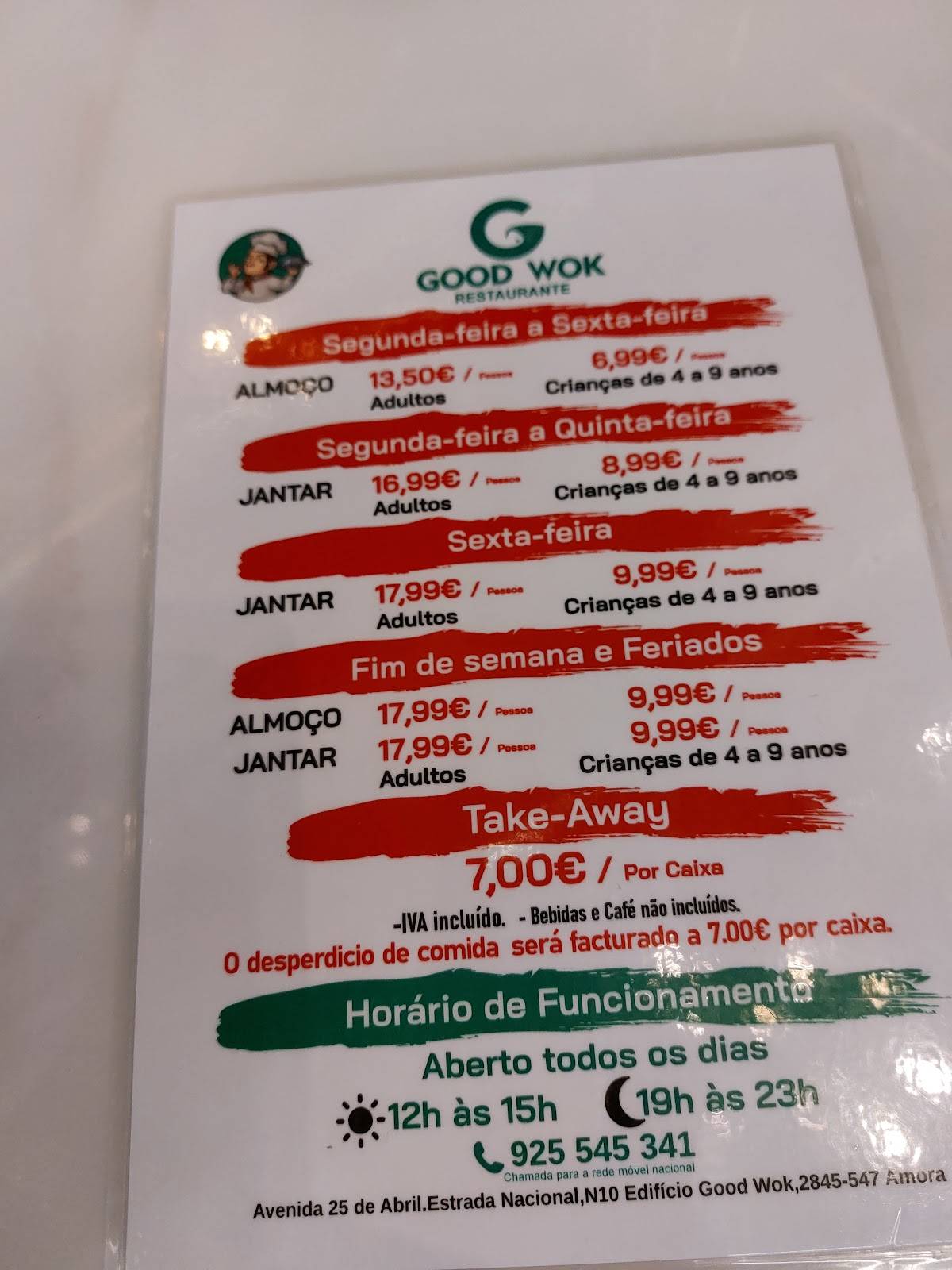 Menu at Good Wok restaurant, Amora
