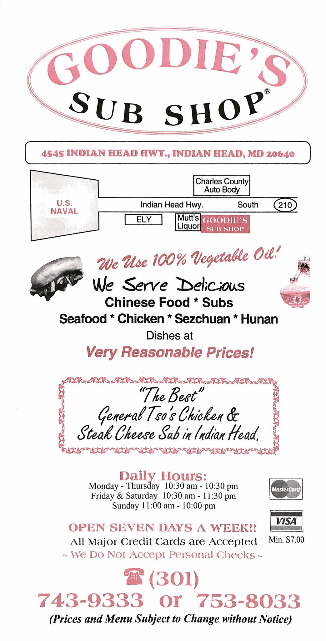 Menu at Goodies Restaurant & Carryout, Indian Head