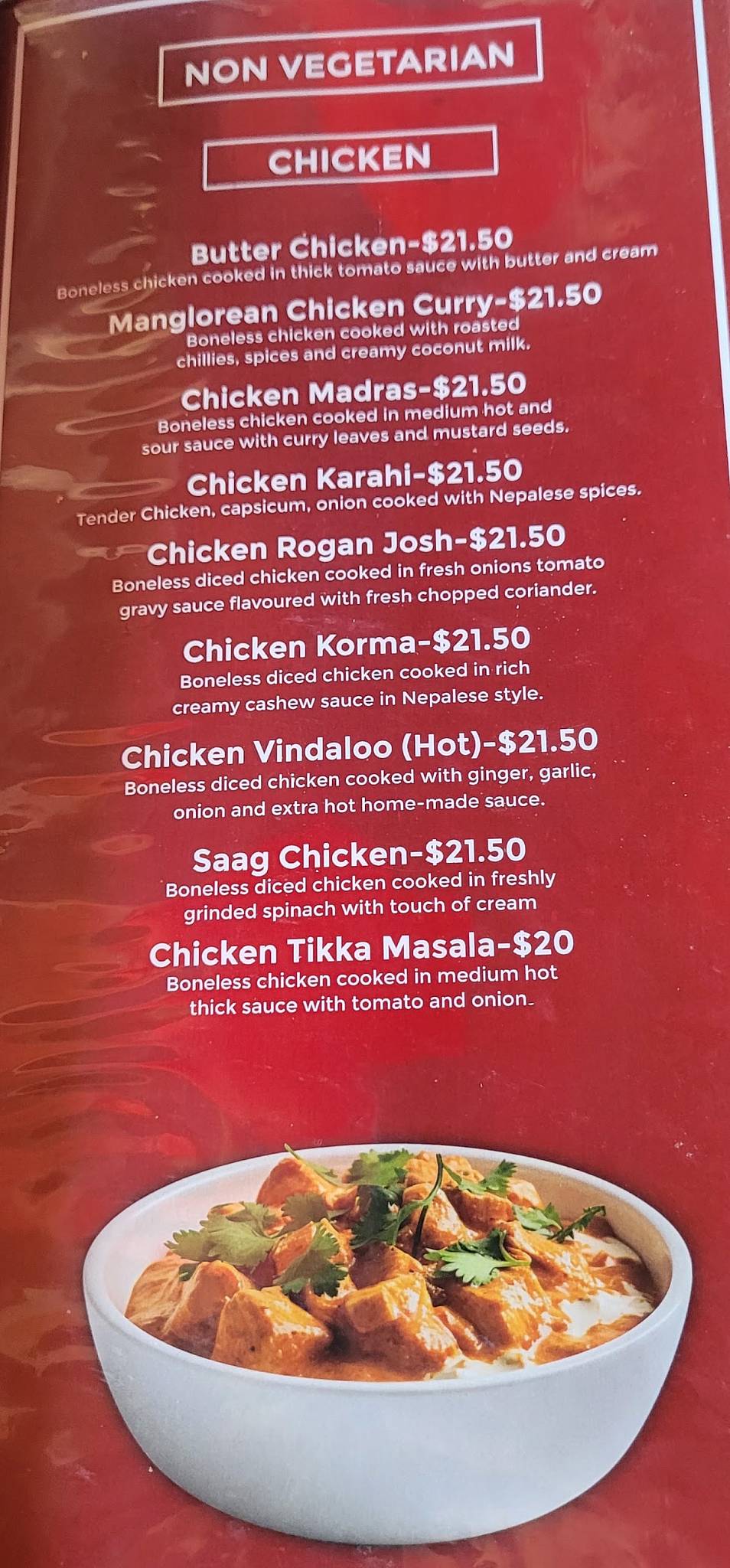 Menu at Gorkha Palace restaurant, Kallaroo