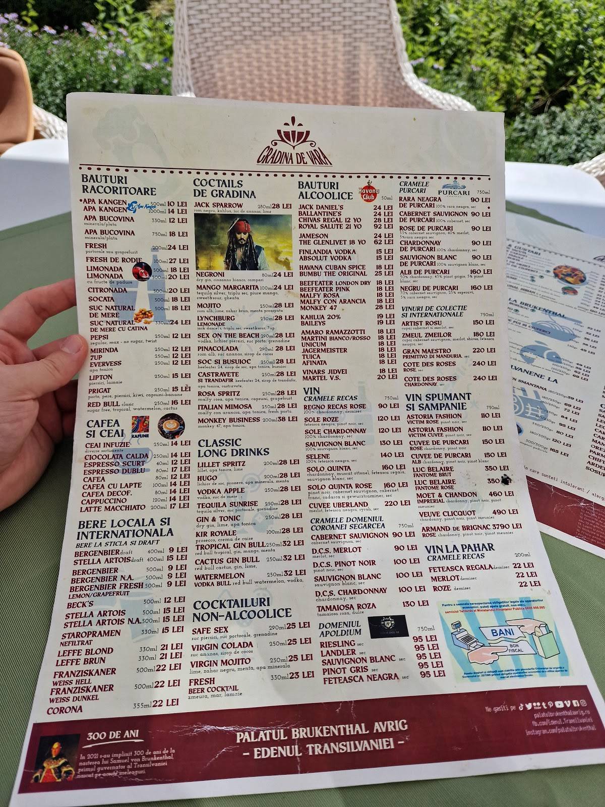 Menu at Gradina de Vara, Avrig