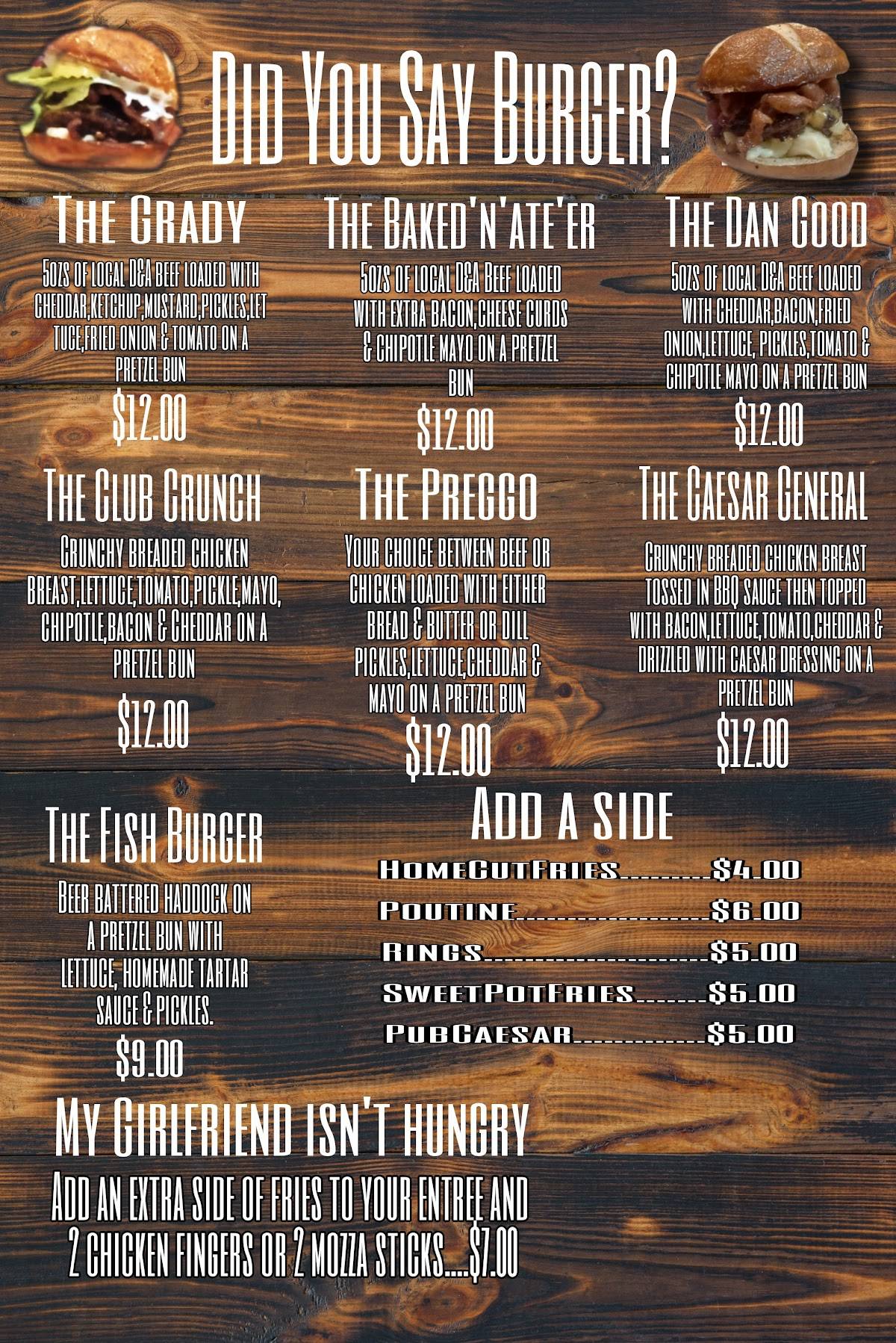 Menu at Grady's Pub&Eatery, Salisbury