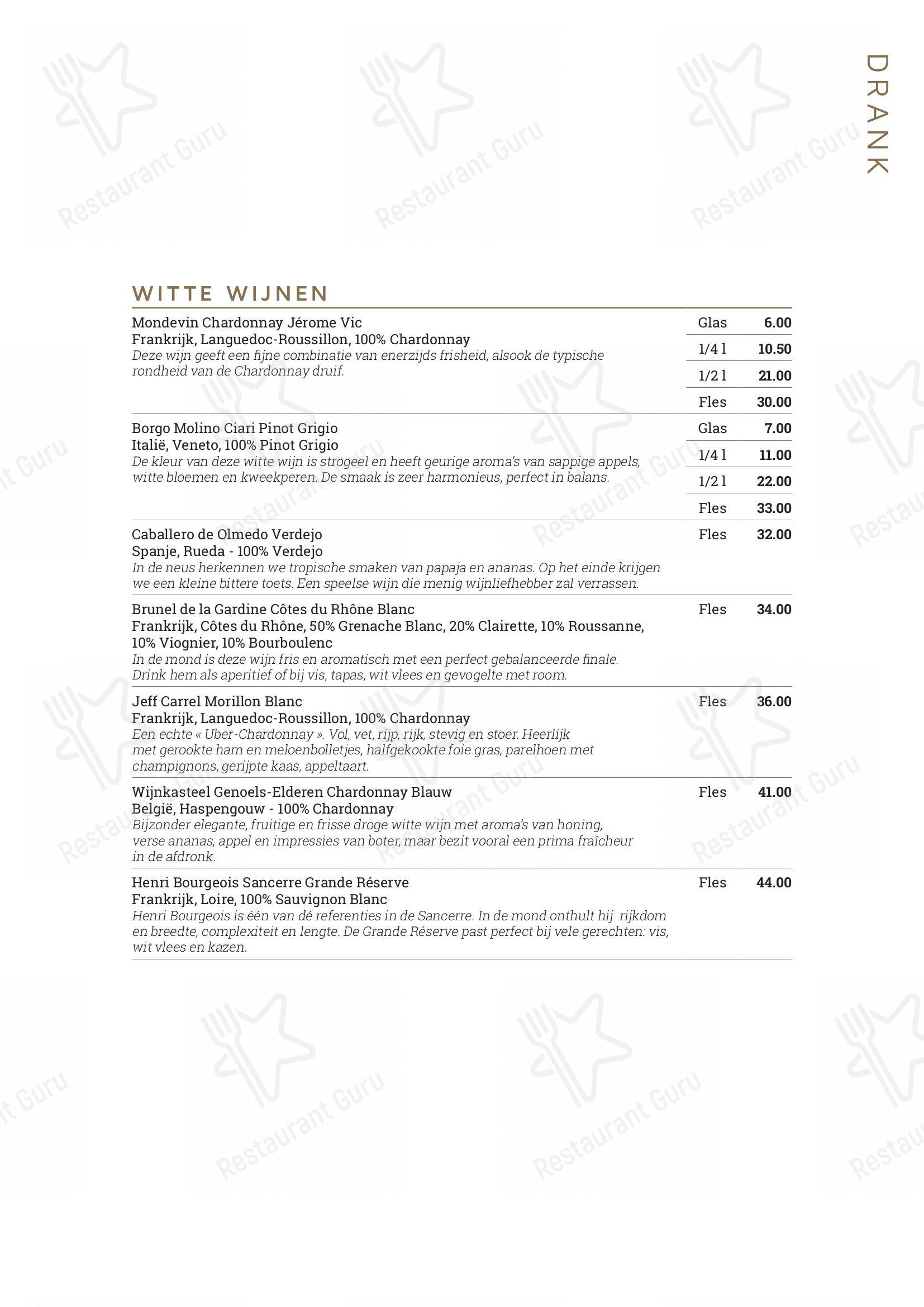 Menu au Grand Cafè 500, Louvain