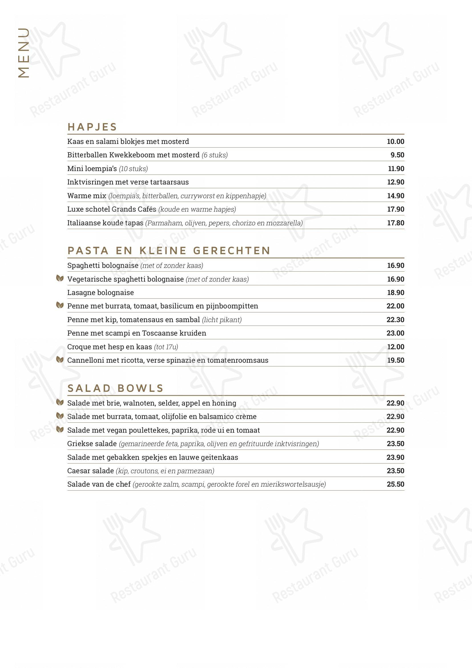 Menu au Grand Cafè 500, Louvain