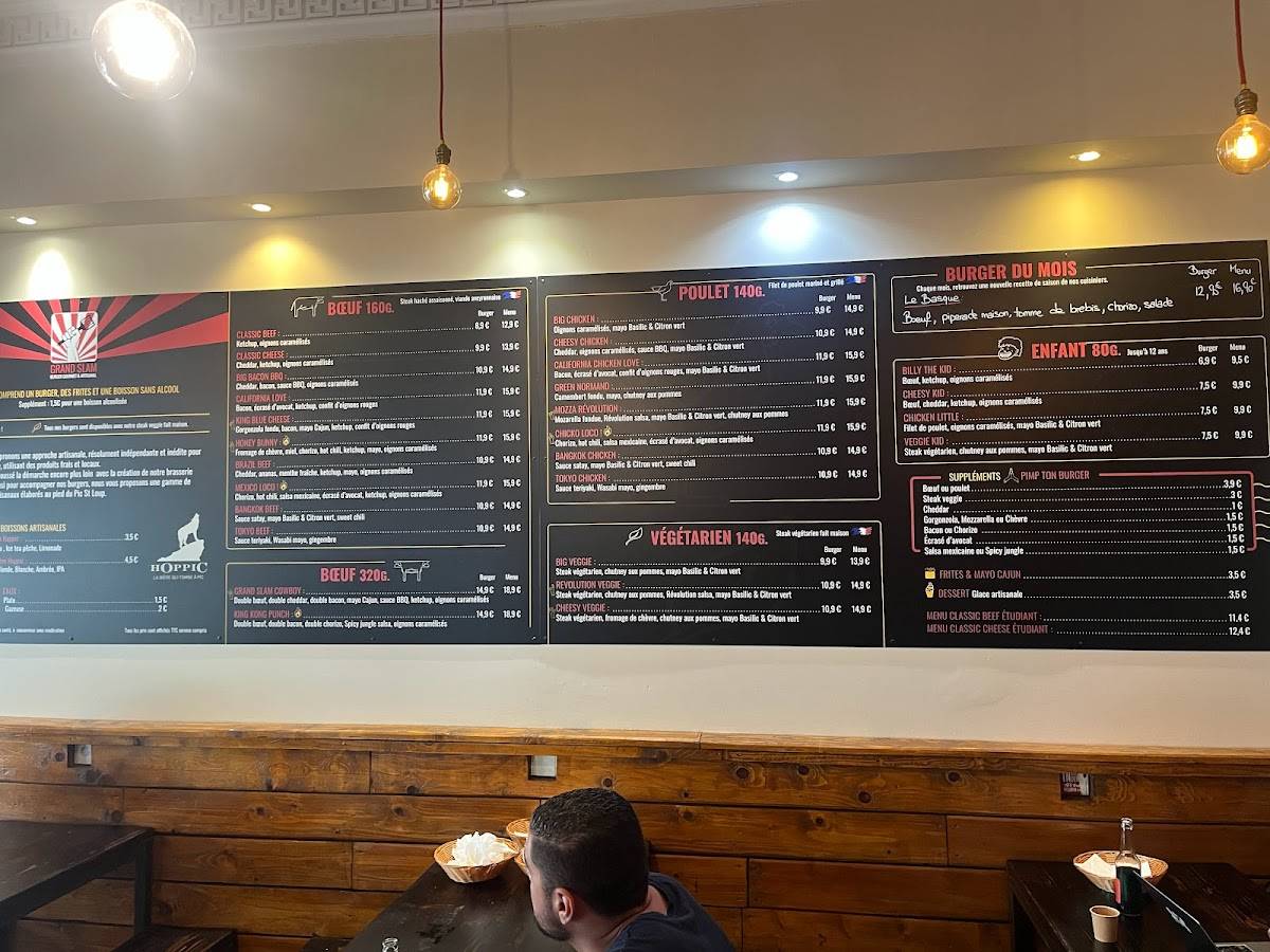Carta del restaurante Grand Slam Burger Hamburger Montpellier, Montpellier