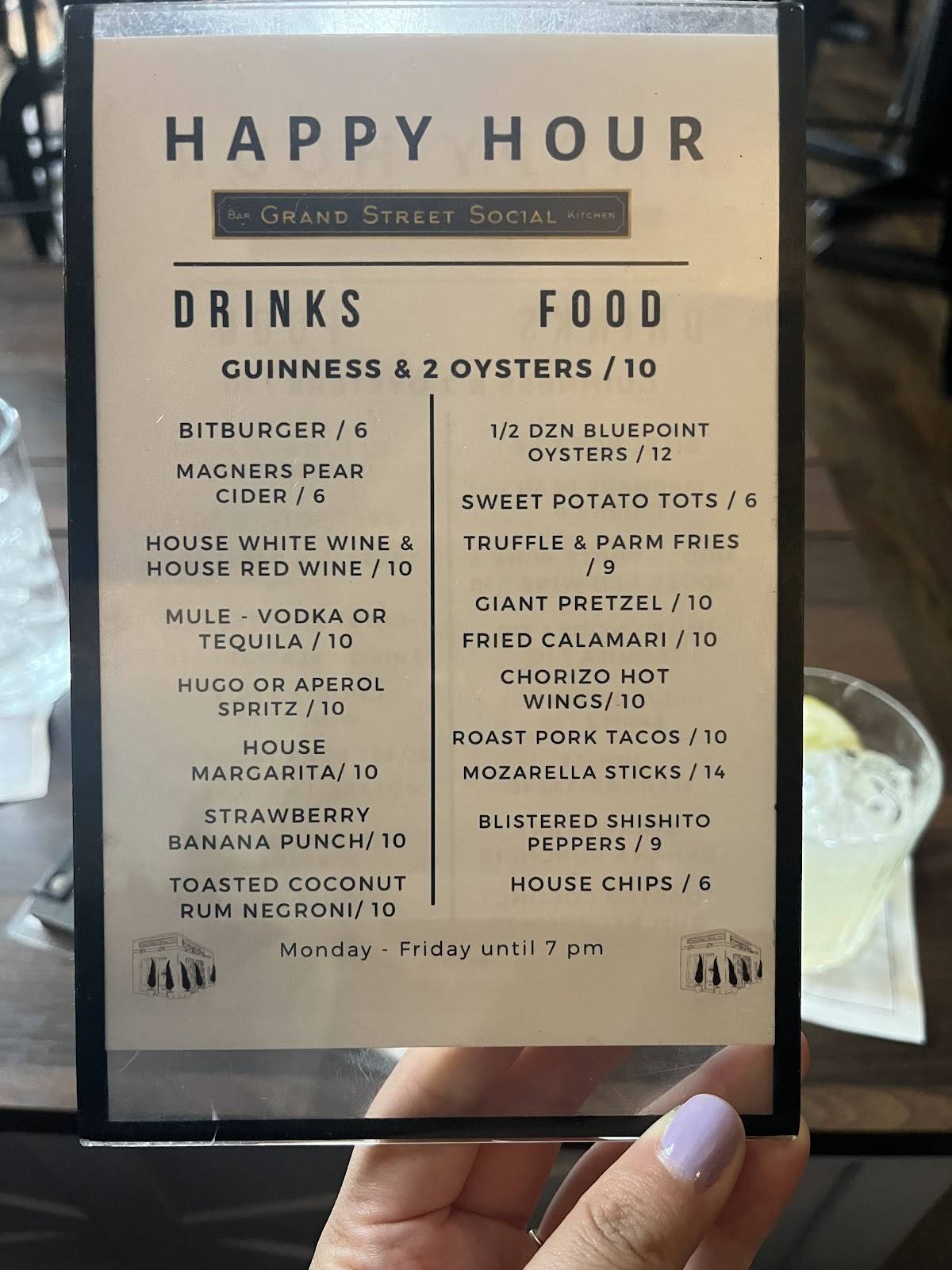 Menu at Grand Street Social pub & bar, New York City