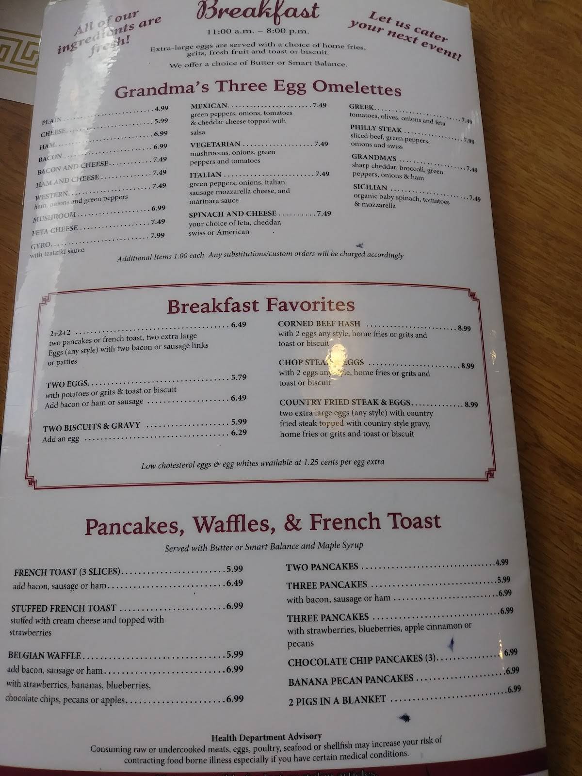 Menu at Grandma Sally's Restaurant, New Port Richey