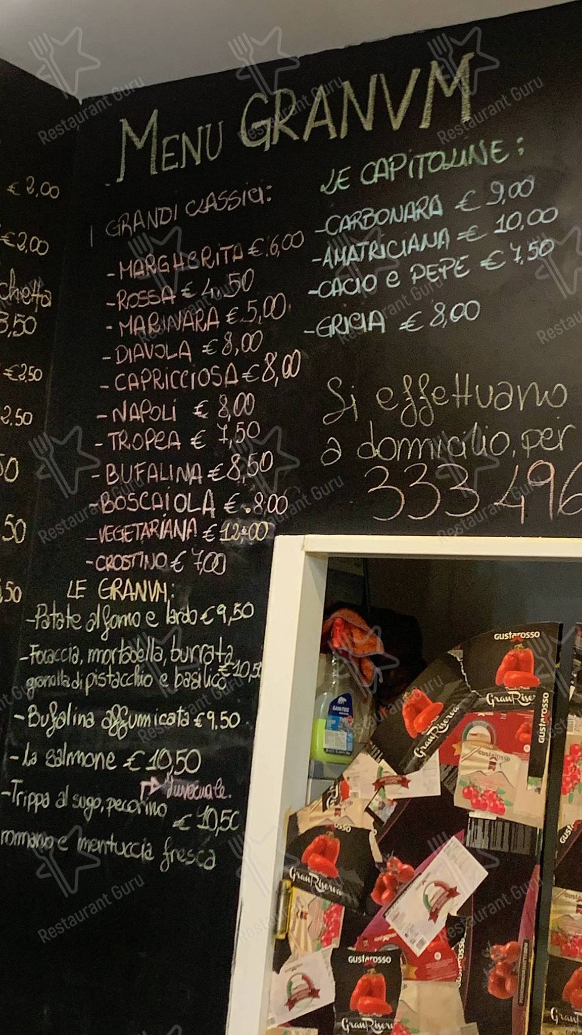 Menu da Granum Pizzæpane ristorante, Roma