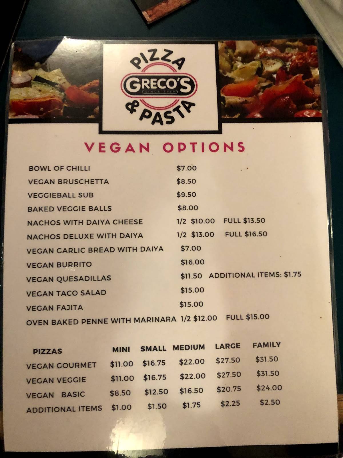 Menu at Greco's Pizza pizzeria, North Bay, 344 Algonquin Ave