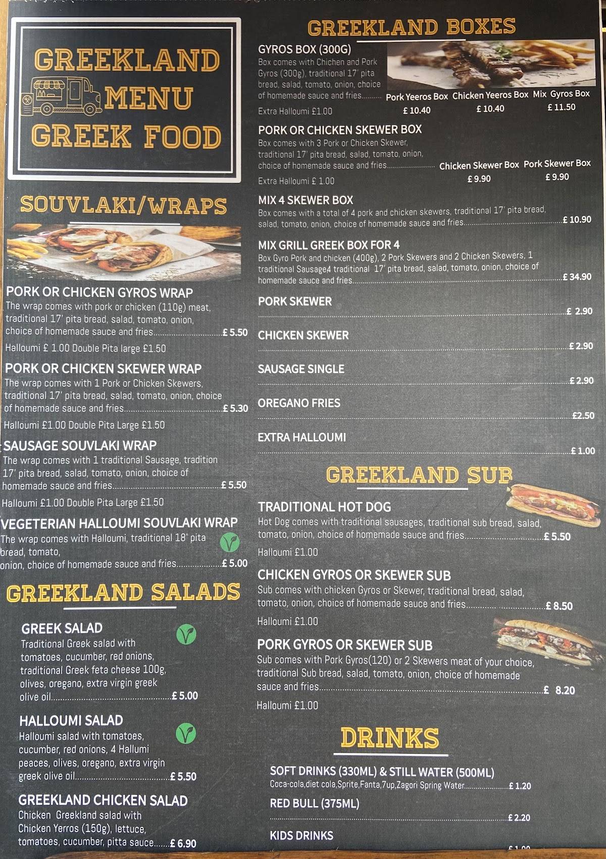 Menu at Greekland Premium restaurant, Sutton